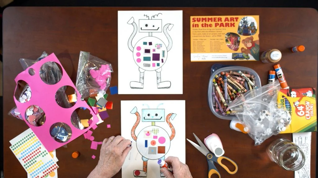 Coloring & Decorating a Robot Collage With Free Template | Golden Road Arts